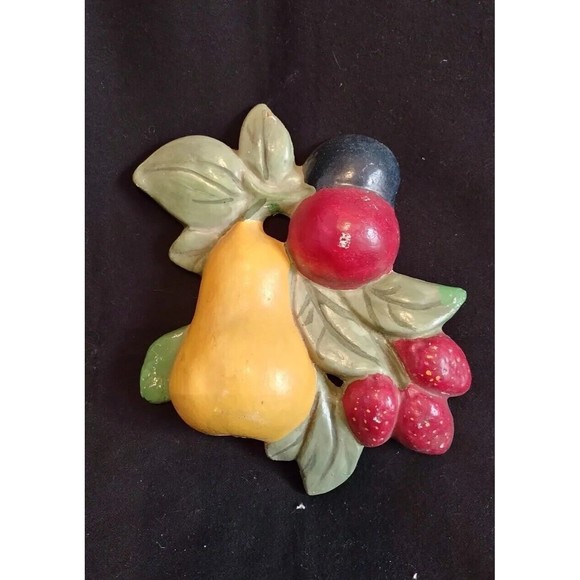 Unbranded | Accents | Vintage 95s Chalkware Fruit Cluster Pear Berries ...
